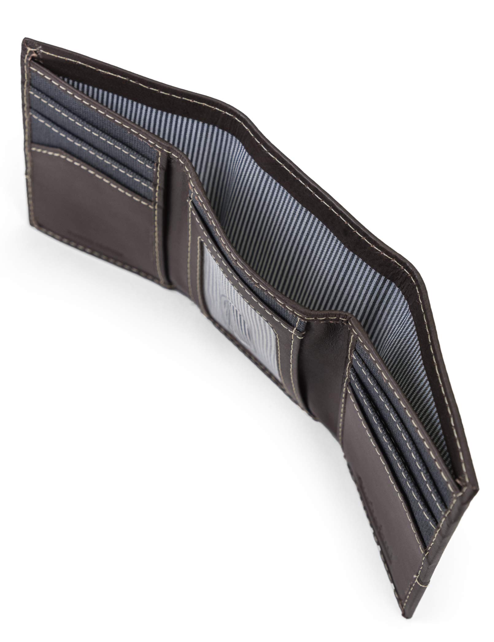 Timberland Men's Canvas & Leather Trifold Wallet, Blue, One Size