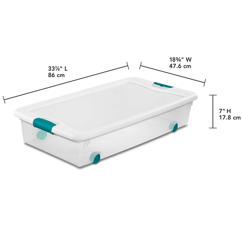 STERILITE Wheel Latching Box, Size, Blue, 4 Piece