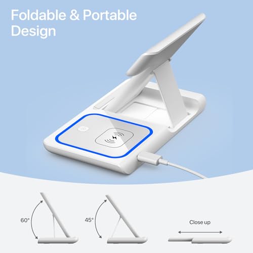 Wireless Charger, 3 in 1 15W Fast Charging Dock Stand for iPhone 15/14/13/12/11/Pro Max/XS/XR/X/8 Plus/8, Compatible with Apple Watch Series and AirPods 3/2/Pro (White)