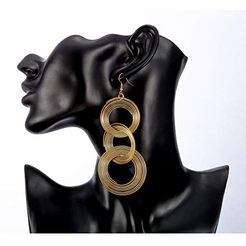Zealmer Women 16K Gold Plated Tiered Sprial Dangle Earrings