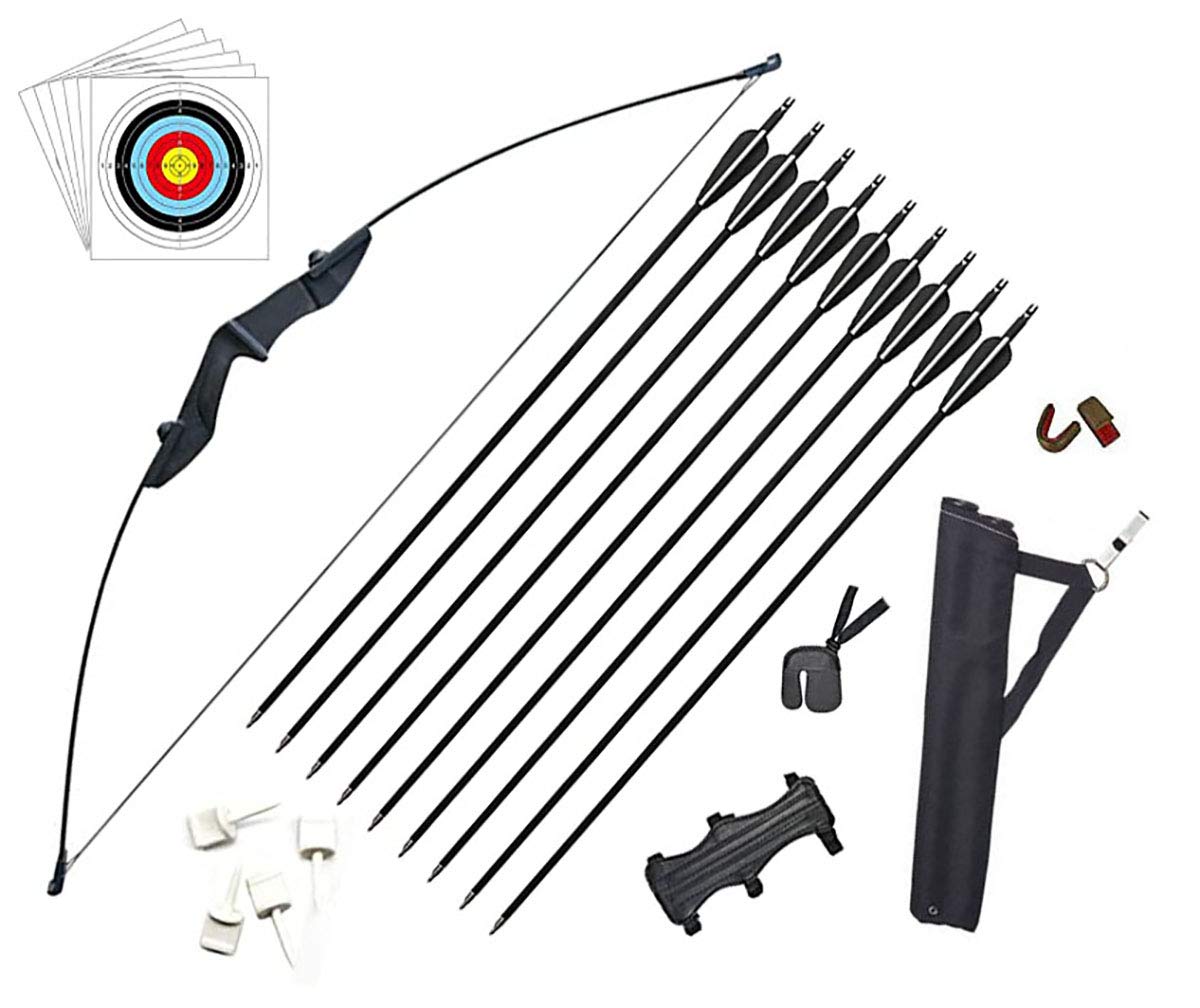 Vogbel Archery Takedown Recurve Bow and Arrows Set Adult Longbow Kit for Beginner Outdoor Hunting Shooting Training (Black,40lb)