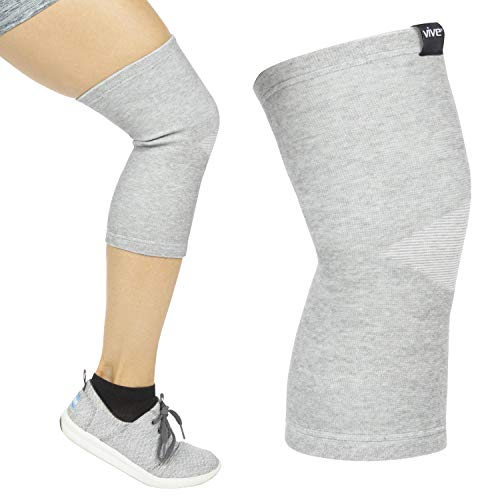 Vive Knee Compression Sleeves for Women & Men (Pair) - Elastic Support Brace for Improved Circulation, Recovery, Arthritis Joint Pain - Great for Sports, Running, & Jogging