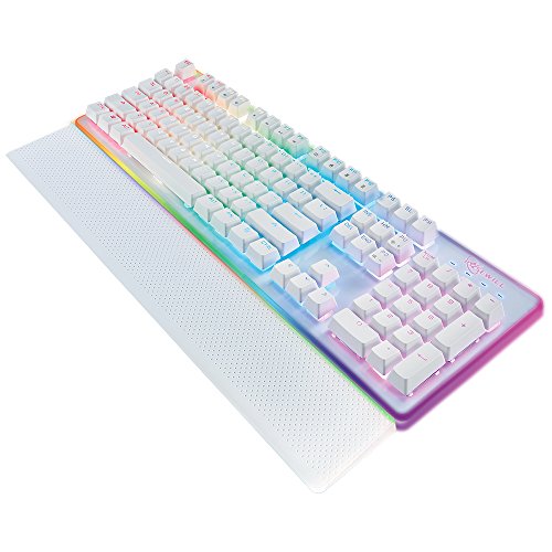 ROSEWILL Gaming Keyboard, RGB LED Backlit Wired Membrane Mechanical Feel Keyboard with Removable Keycaps and Wrist Rest