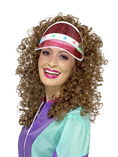 Smiffys Women's 80s Light Up Visor, Pink, One Size