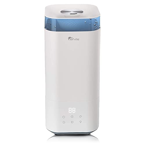 Senville 5L Top-Fill Humidifier for Home, Large Capacity Cool Mist Humidifier, Ultrasonic, with Essential Oil Diffuser for Aromatherapy White