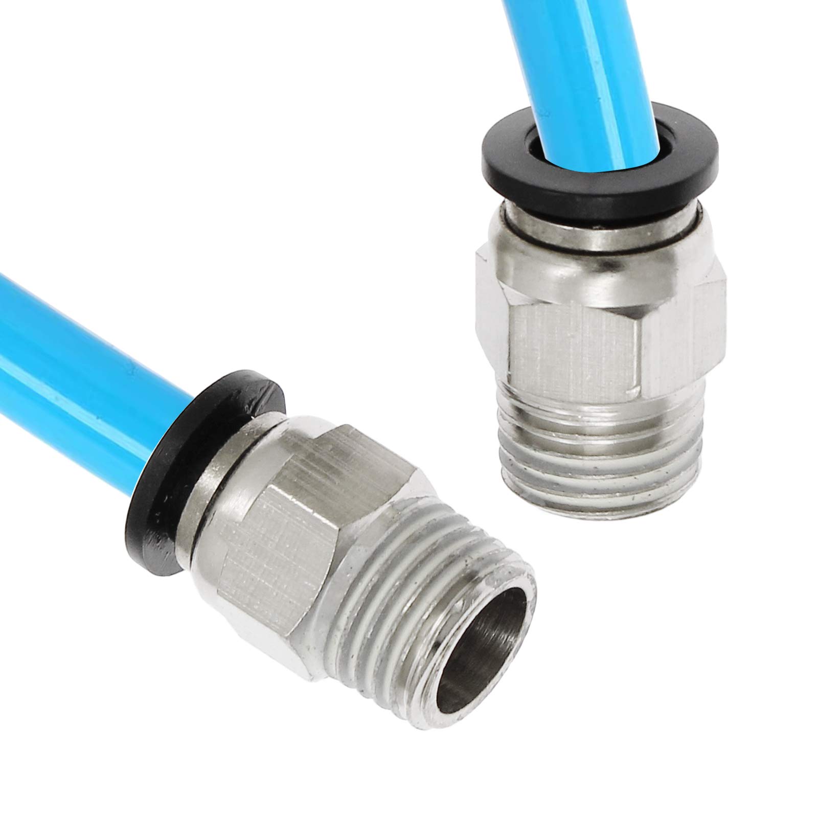 TOUHIA Pneumatic Male Straight Push to Connect Fitting 6mm Tube OD x 1/4" NPT Thread - Pack of 10