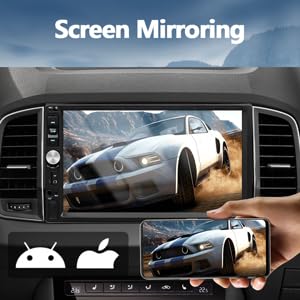 UNITOPSCI Double Din Bluetooth Car Stereo HD 7 Inch Touch Screen with Backup Camera, Mirror Link FM Radio Aux/USB/TF Input Car MP5 Player+ Remote Control