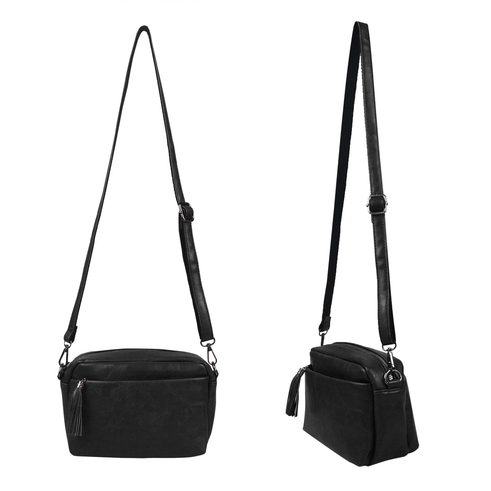Yasuitzen Small Crossbody Bags for Women Shoulder Purses with Tassels,Black