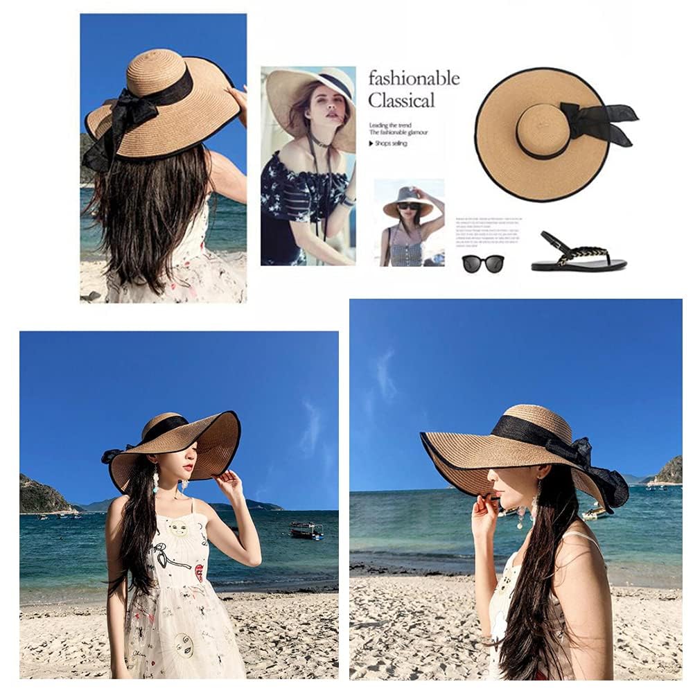 Women Summer Foldable Sun Straw Hat UPF 50+ Beach Hat