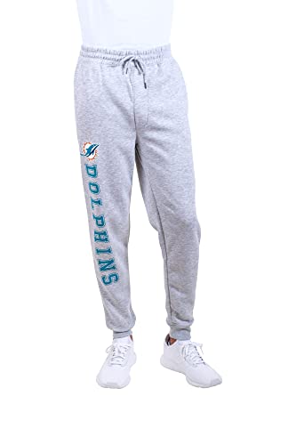 Ultra Game NFL Men's Super Soft Game Day Jogger Sweatpants, Miami Dolphins, Heather Gray, Large