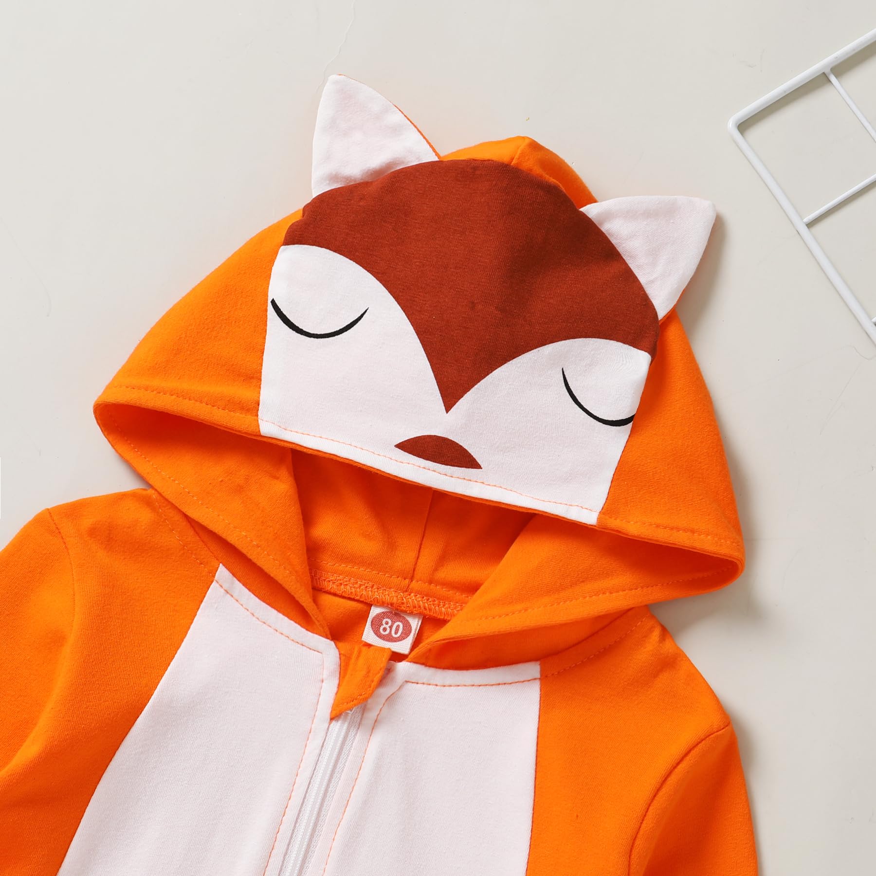 YOUNGER TREE Baby Boys Girls Cotton Rompers Long-Sleeve Jumpsuit Bodysuit Fall Winter Clothes for 0-24 Months Infant (9-12 Months, Orange Fox Romper)