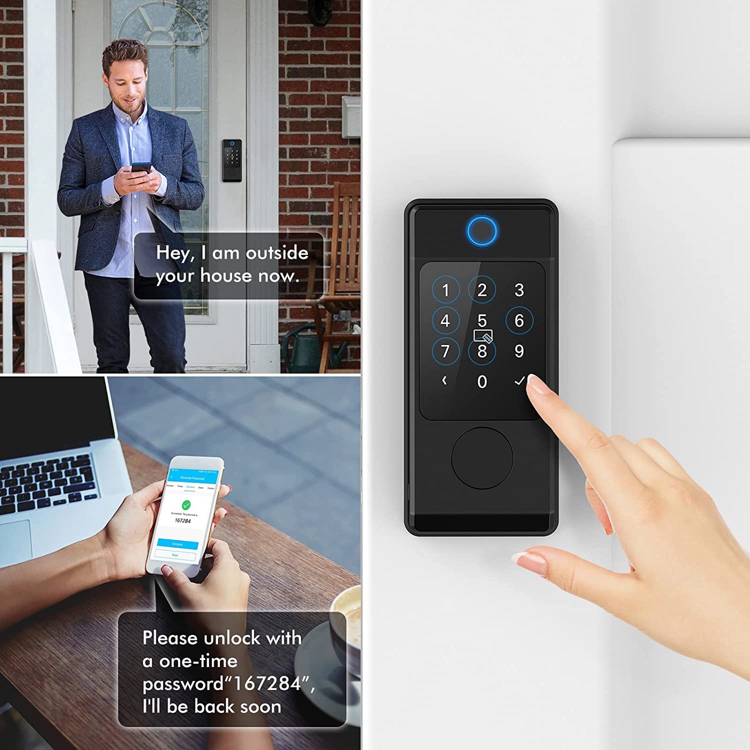 Smart Locks for Front Door, Miuedo Electronic Fingerprint Door Locks with Keypads, Wi-Fi & Bluetooth Electronic Deadbolt, Touchscreen Keypad, App Control, Ekeys Sharing, Auto Lock for Homes and Hotel