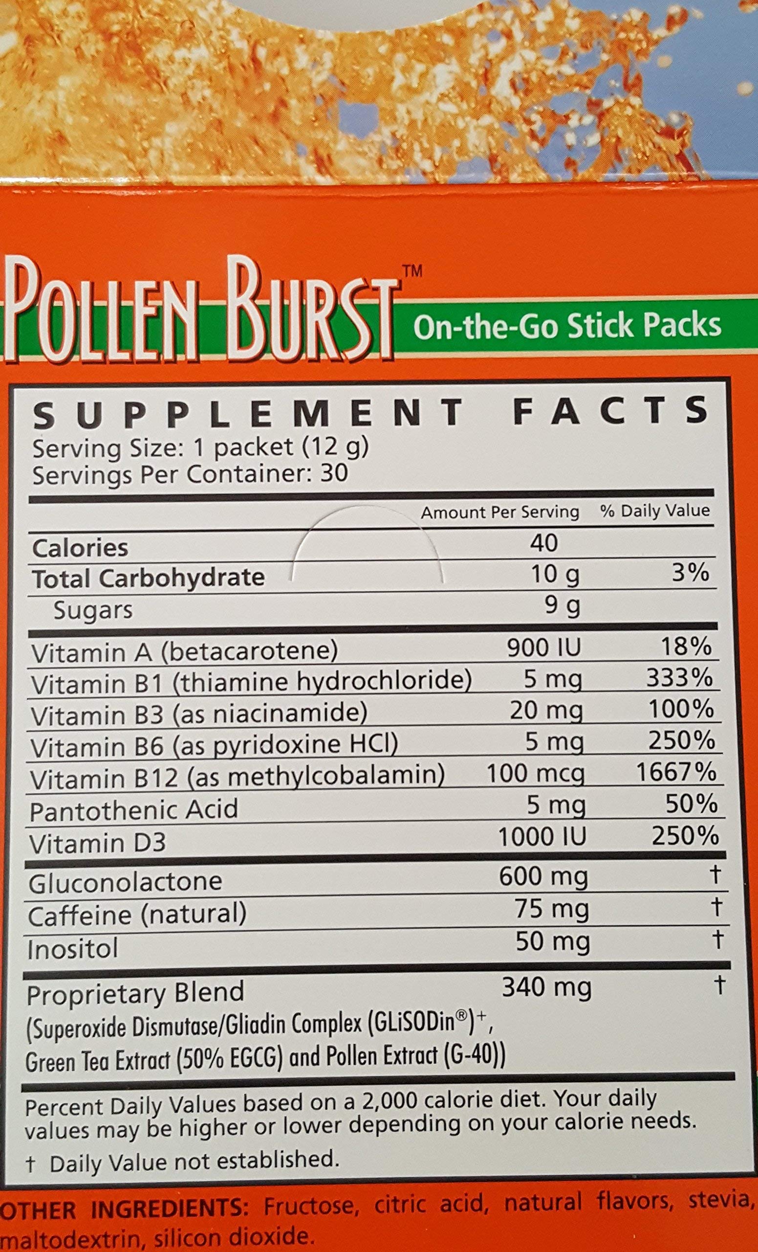 Youngevity ProJoba Pollen Burst™ - Clean Natural Energy Supplement w/Green Tea, Pollen Extract, GliSODin® - Increase Focus, Brain Boost, Endurance, Mental Clarity (30 Sticks)