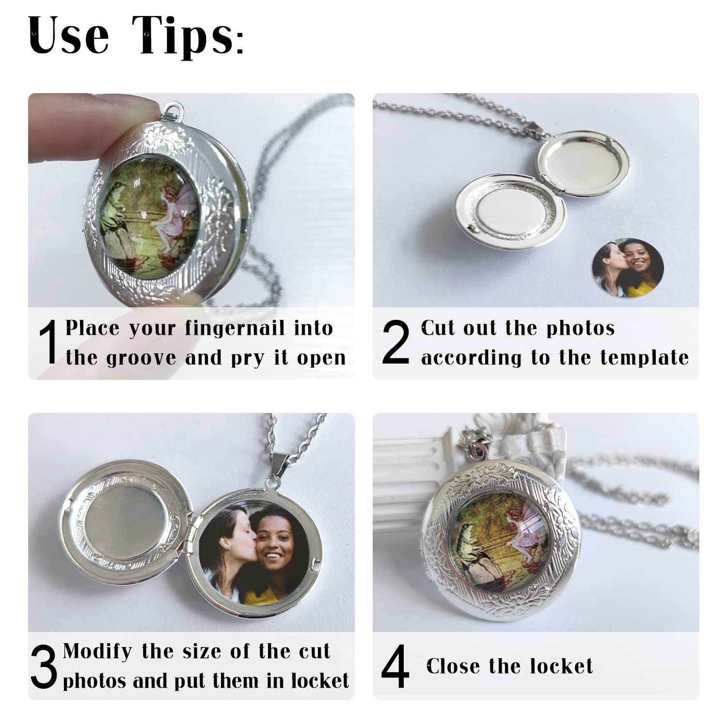 Women's Custom Locket Closure Pendant Necklace Frog and Fairy Fairy Tale Pixie Fantasy Art Included Free Silver Chain, Best Gift Set