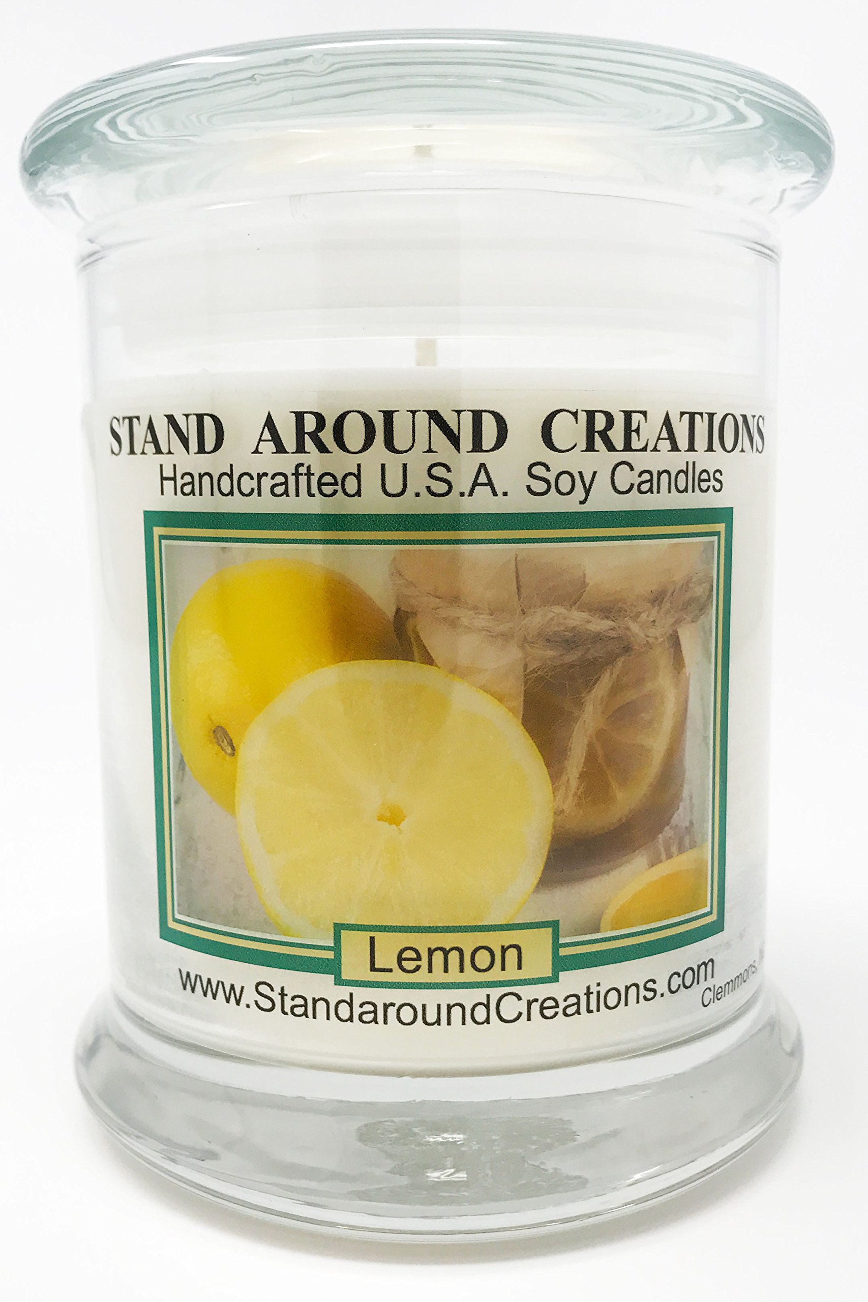 Premium 100% All Natural Soy Candle - 12 oz. Status Jar - Lemon - True to The Name. Made w/Natural Lemon Oil.