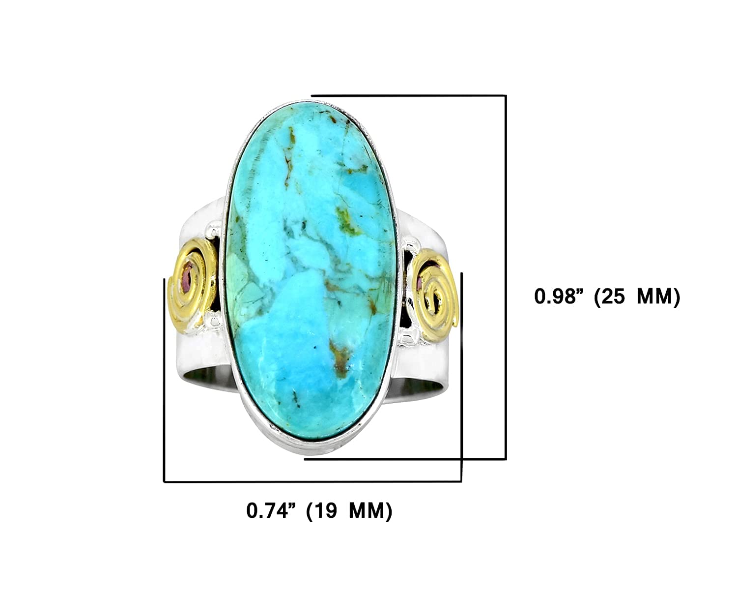 YoTreasure Blue Mohave Turquoise 925 Sterling Silver Brass Bold Ring Jewelry