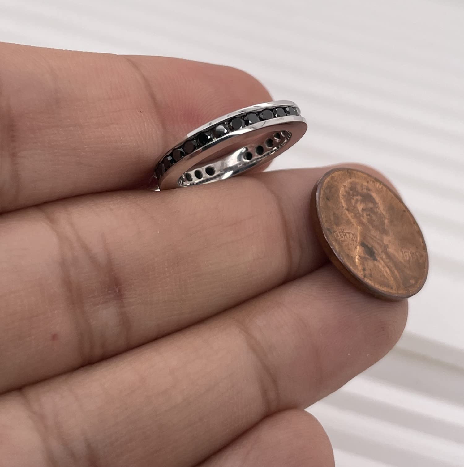 Vogati 0.60-0.80 Cts Black Diamond Eternity Band in 14K White Gold - Valentine's Day Sale