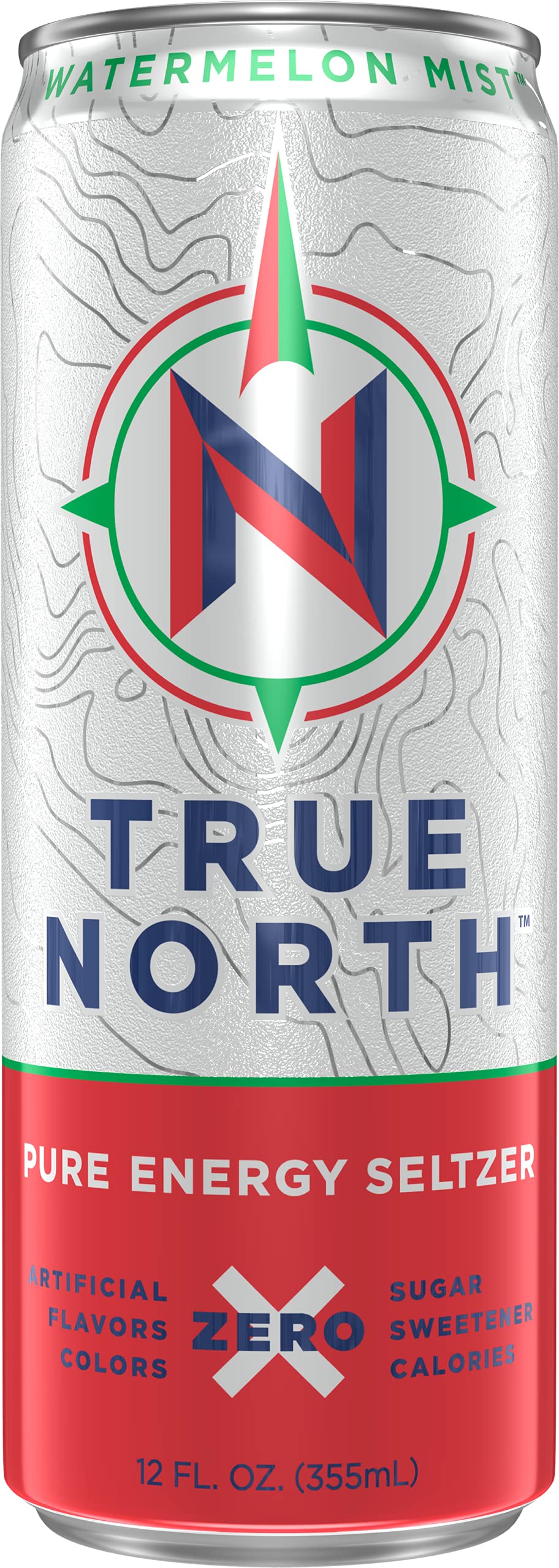 True North Pure Energy Seltzer, Watermelon Mist, 12 Fl Oz (Pack of 12)