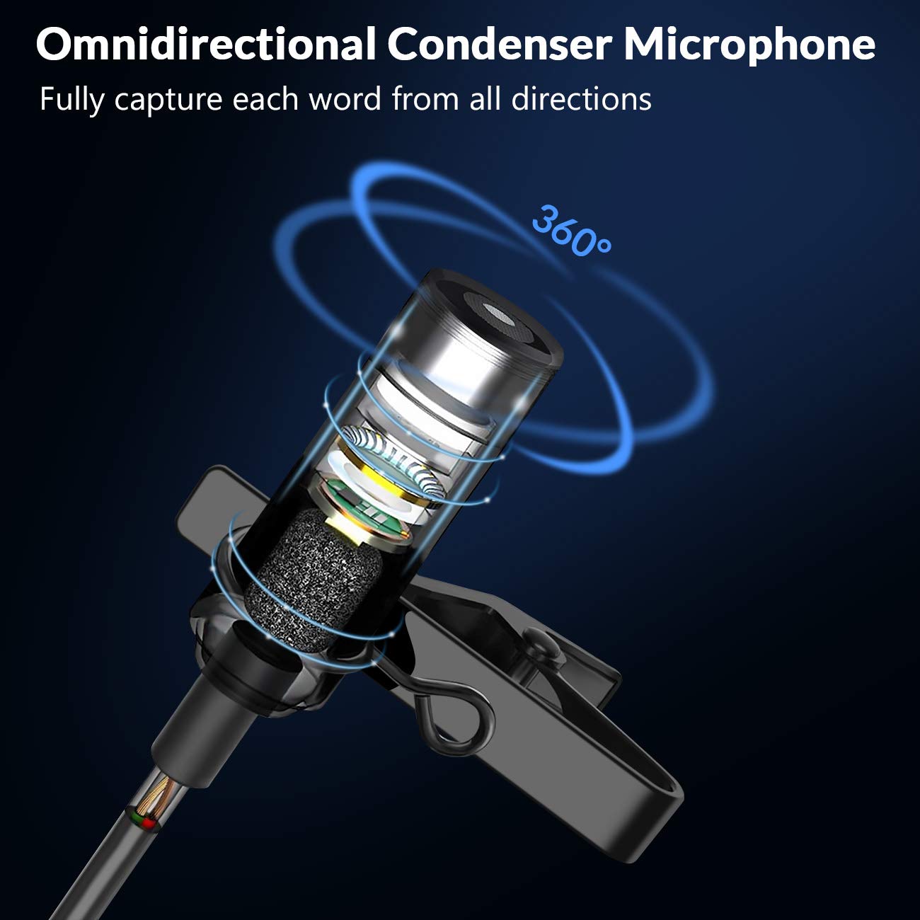 YOTTO Lavalier Microphone Professional Omnidirectional Condenser Lapel Mic Recording Mic Compatible with iPhone, iPad for YouTube, Interview, Video (6.5m/ 19.5ft Cable) with Leather Bag