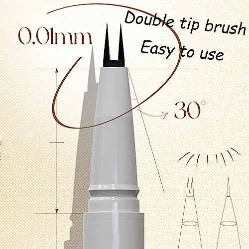 YOUSHEME Double Tip Lower Eyelash Pencil, Waterproof Liquid Eyeliner, Waterproof Liquid Eyeliner Pen Super Slim Eye Liner Eye Liner Makeup (Brown+Black), 1.0 Ounce, 1 Pack