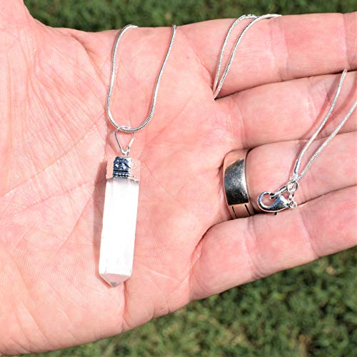 Zenergy Gems Faceted Hand-Made Natural Himalayan Selenite Crystal Pendants + Selenite Charging Heart Included (HEALING ENERGY - NEGATIVE ENERGY ABSORBER)