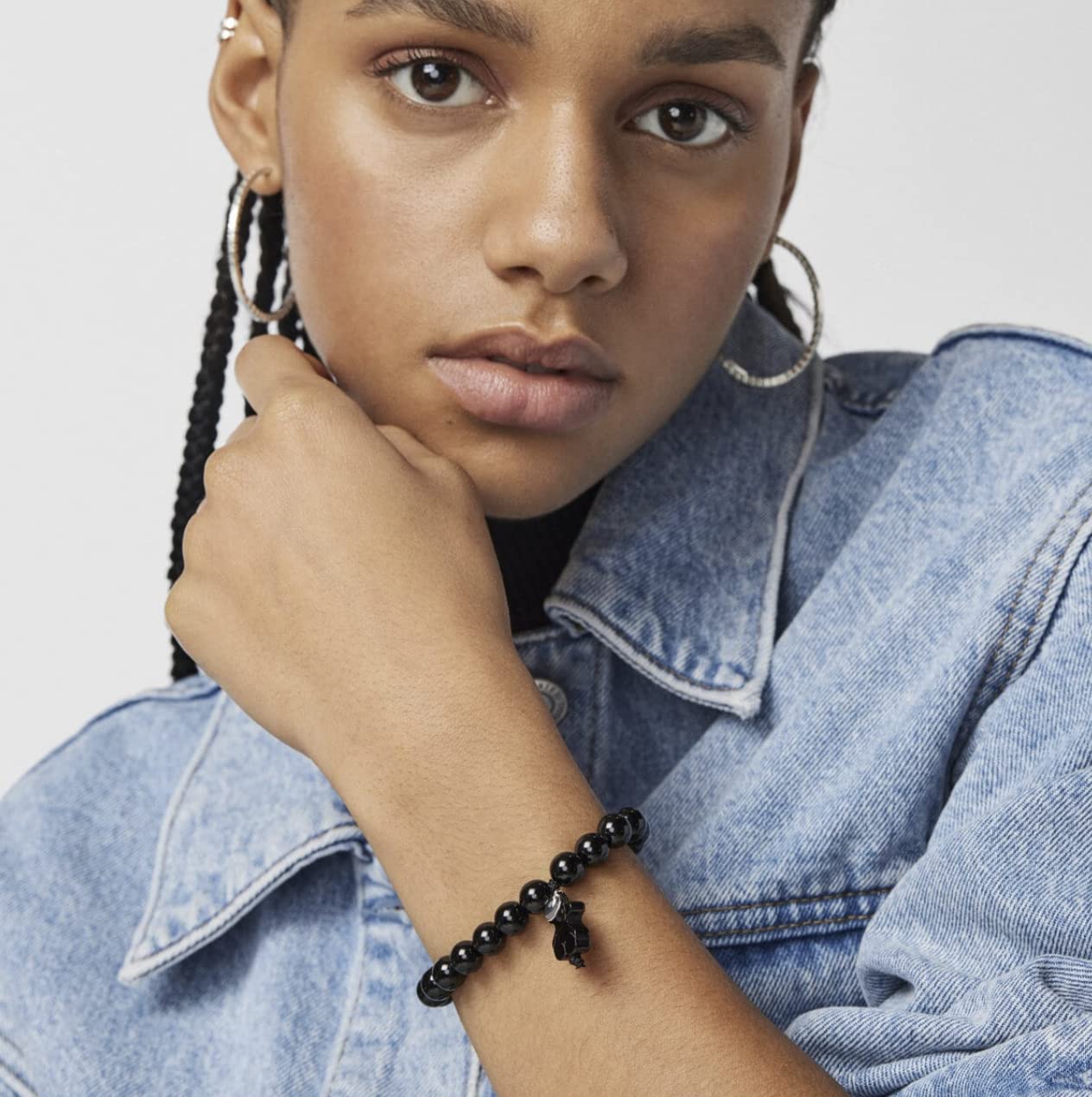 TOUS Onyx and Sterling Silver Bracelet for Women. Size: 1cm. Length: 16.5cm. Color Collection