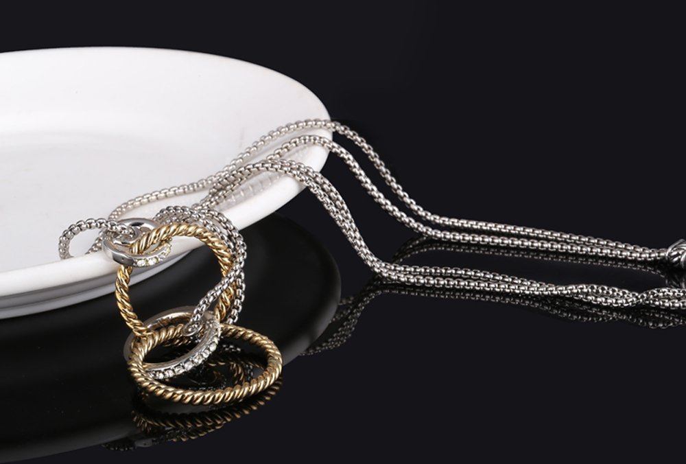 UNY Luxury Cable wire design linked Chain Necklace Women Fashion Jewelry drop Heart shape Unique Present