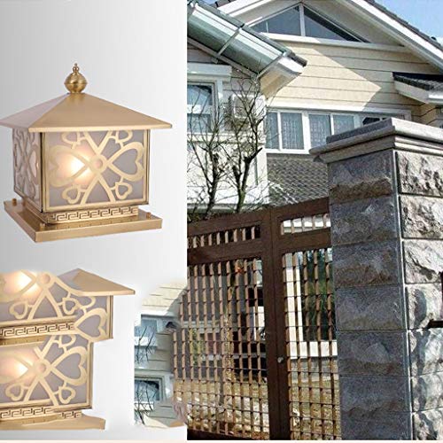 ZPZDD European Outdoor Waterproof Column Headlight, LED Garden Light, All Copper Home Garden Villa Garden Light