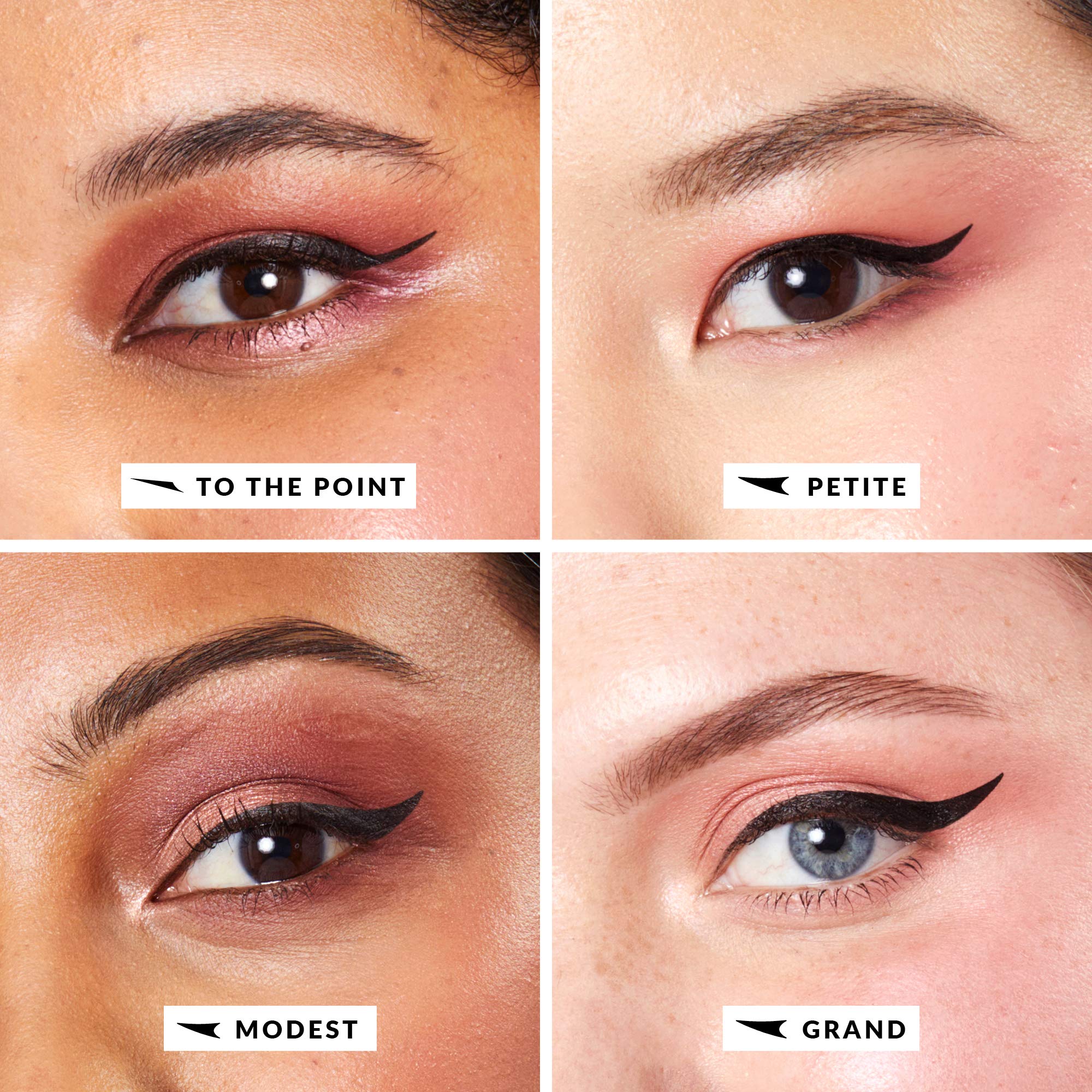 The Quick Flick - Wings Eyeliner Stamp, Felt-Tip Liquid Eyeliner, Water-and-Smudge-Proof Cat Eyeliner, Intense Black Liquid Eyeliner Pen, Grand 12mm (5mm Thickest) Winged Eyeliner Stamp, 2 Pens