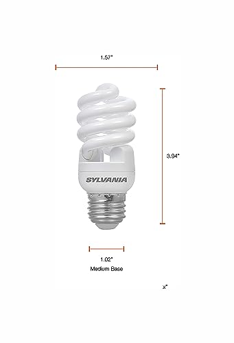 SYLVANIA CFL T2 Twist Light Bulb, 60W Equivalent, Efficient 13W, 850 Lumens, Medium Base, 2700K, Soft White - 8 Pack (26363)