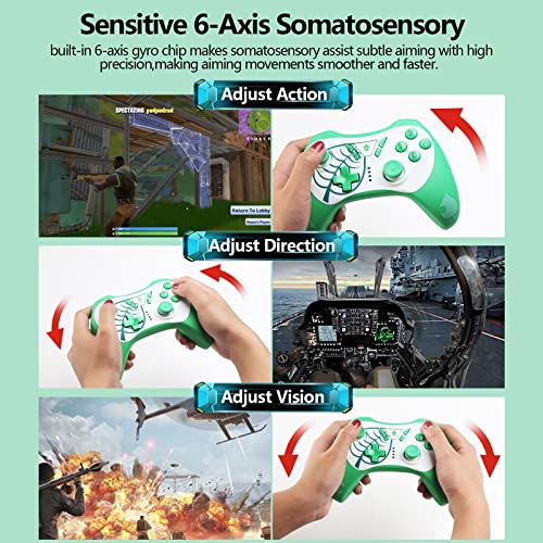 Wireless Controller for Nintendo Switch and Switch Lite, Cute Game Controller with New Leaf Crossing Carrying Case, Bluetooth Game Controller with Joystick, Wake-up Console,Adjustable Turbo Vibration