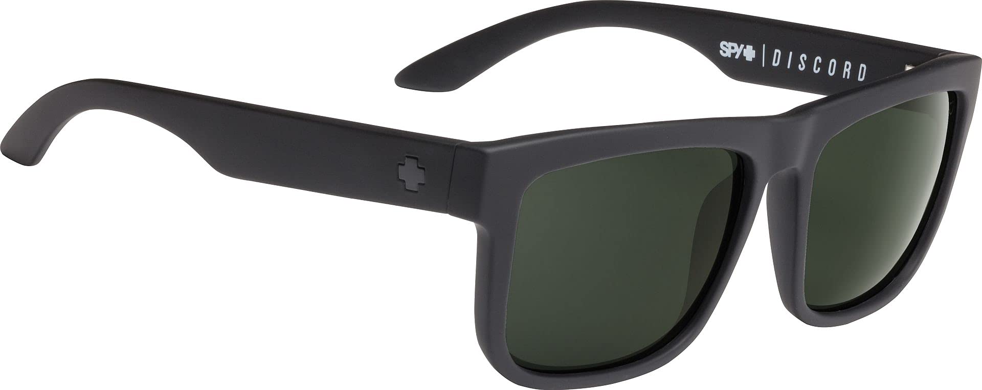 Spy Optic Discord Square Sunglasses, Soft Matte Black/Happy Gray Green, 57 mm