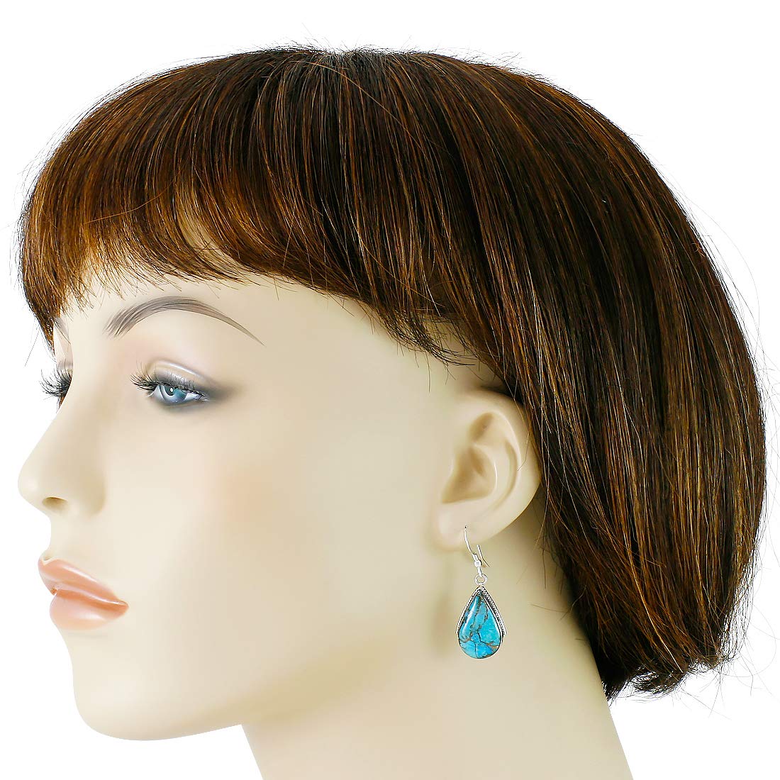 Turquoise Earrings 925 Sterling Silver & Genuine Copper-Infused Matrix Turquoise (Select style) (Chandelier)