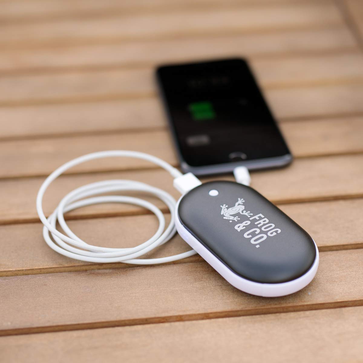 Survival Frog Rechargeable Hand Warmer - 5200 mAh USB Power Bank & Charger for iPhone & Android - Double Sided Electric Hand Warmer - Great for Camping, Outdoors - Gifts for Women, Men (1 Pack, Black)
