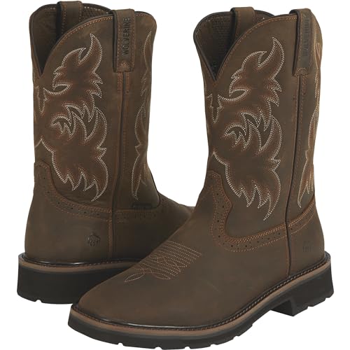 Wolverine mens Rancher 10" Square Soft Toe Work Boot, Dk Brown/Rust, 8 US