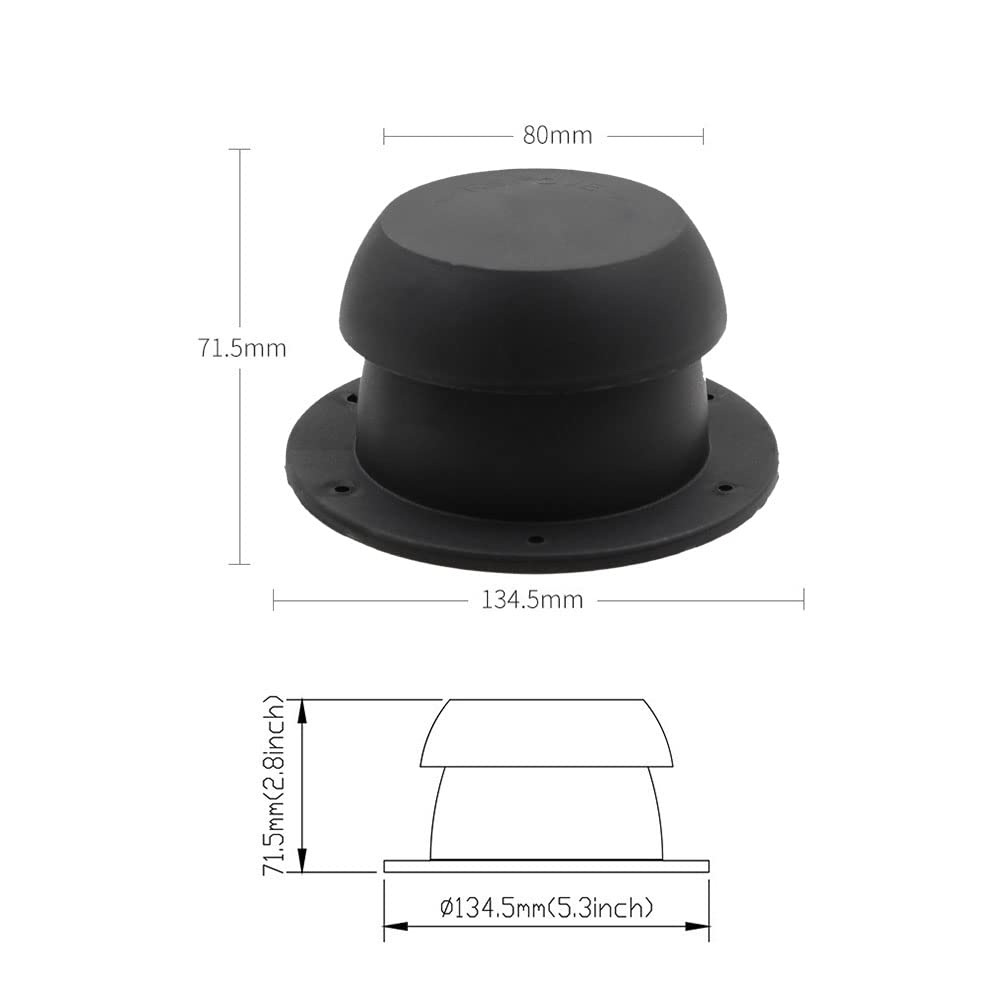 ZSooner RV Roof Ventilation Cap Mushroom Head Shape Round Exhaust Outlet Vent Air Fan for Camper Trailer Motorhome