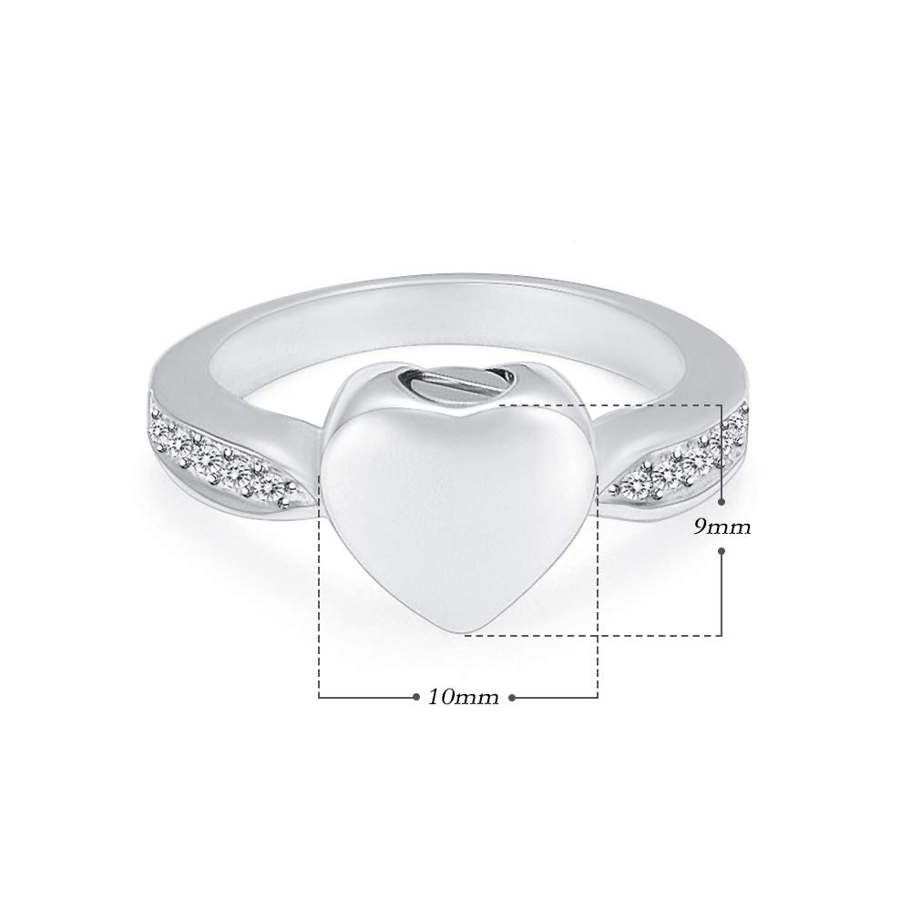 Yinplsmemory Heart Cremation Ring for Ashes for Women Men Keepsake Finger Ring Urns for Ashes for Loved One Stainless Steel Engravable Urn Jewelry for Dad Mom Size（5,6,7,8,9,10）