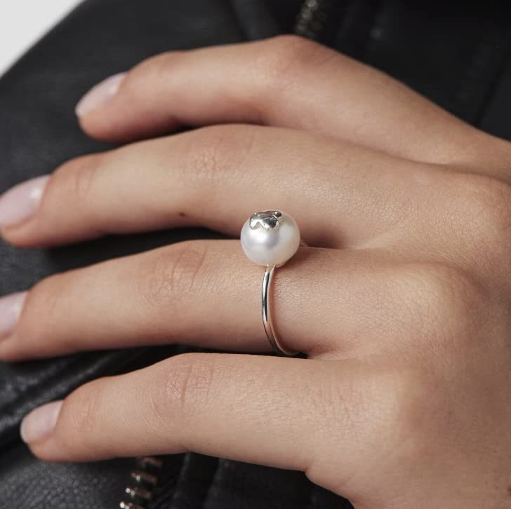 TOUS Sterling Silver Ring for Women with Pearl, Length 1 cm, Light and Voluminous, Sweet Dolls Collection