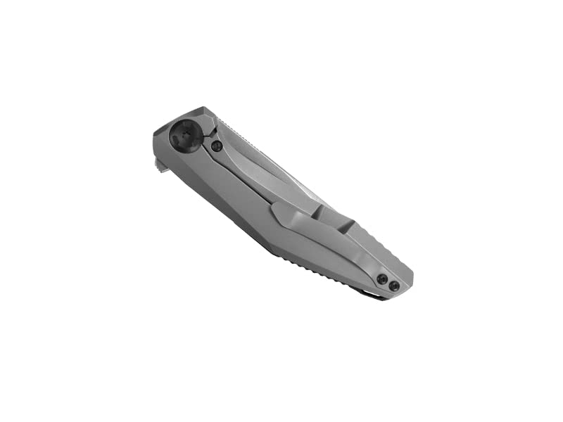 Zero Tolerance Sinkevich KVT Pocketknife; 3.4 Inch CPM 20CV Stainless Steel Blade, Bead Blasted and Machine Satin Finish, KVT Ball-Bearing System, Bead-Blasted Titanium Handle, Made in USA (0470)