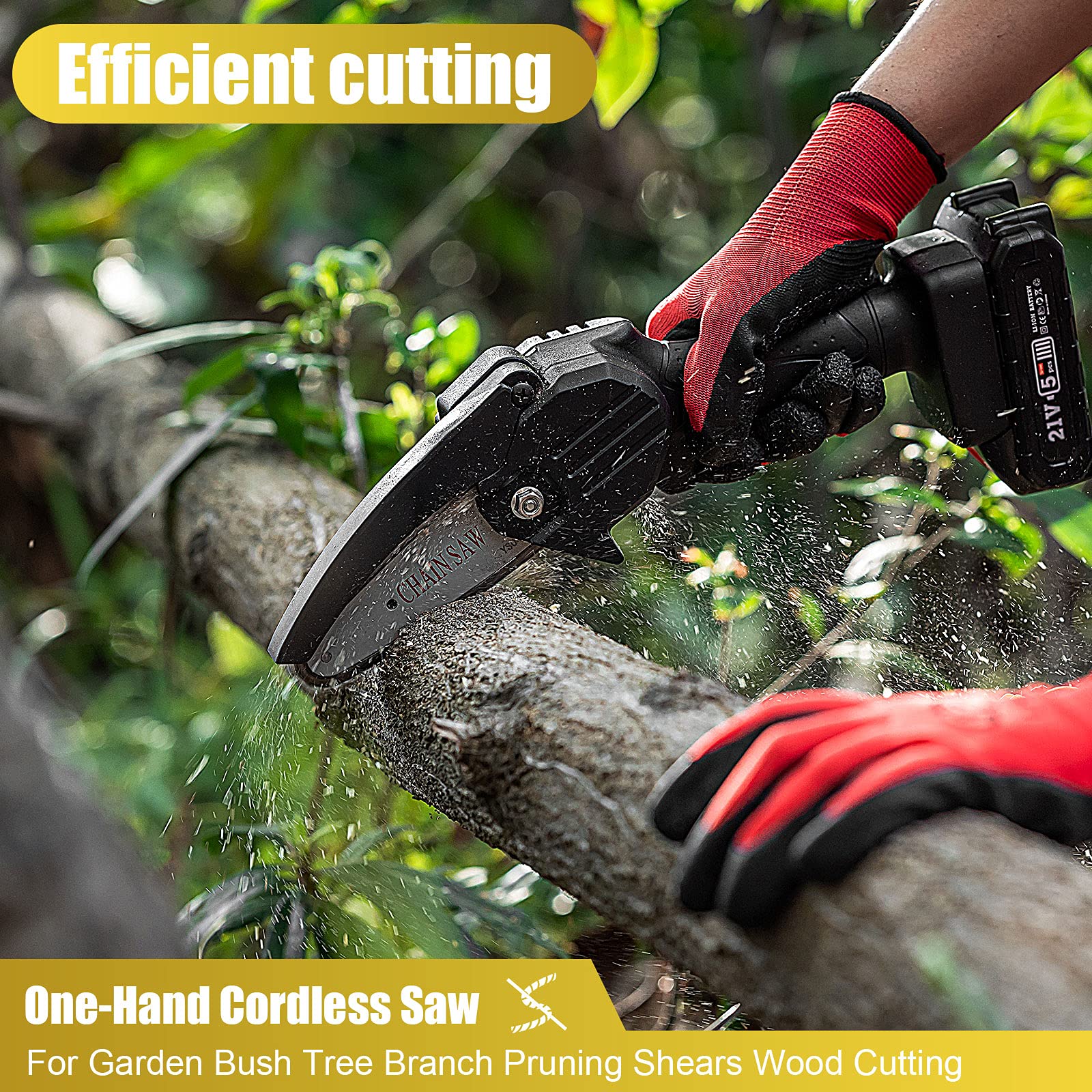 ZNP Mini Chainsaw Cordless, Battery Powered Chainsaw, 4 inch Handheld Portable Chain Saw for Tree Pruning, Electric operated Small Chainsaw for Gardening Tree Branch Wood Cutting (upgrade 2.0)