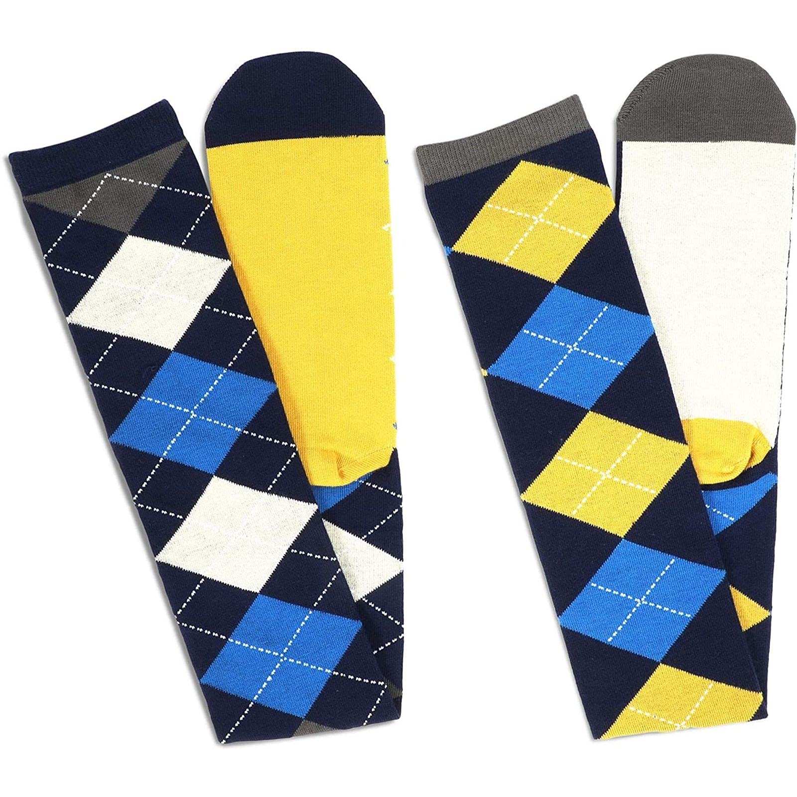 Zodaca Knee High Argyle Golf Socks for Women, 2 Colors (2 Pairs)