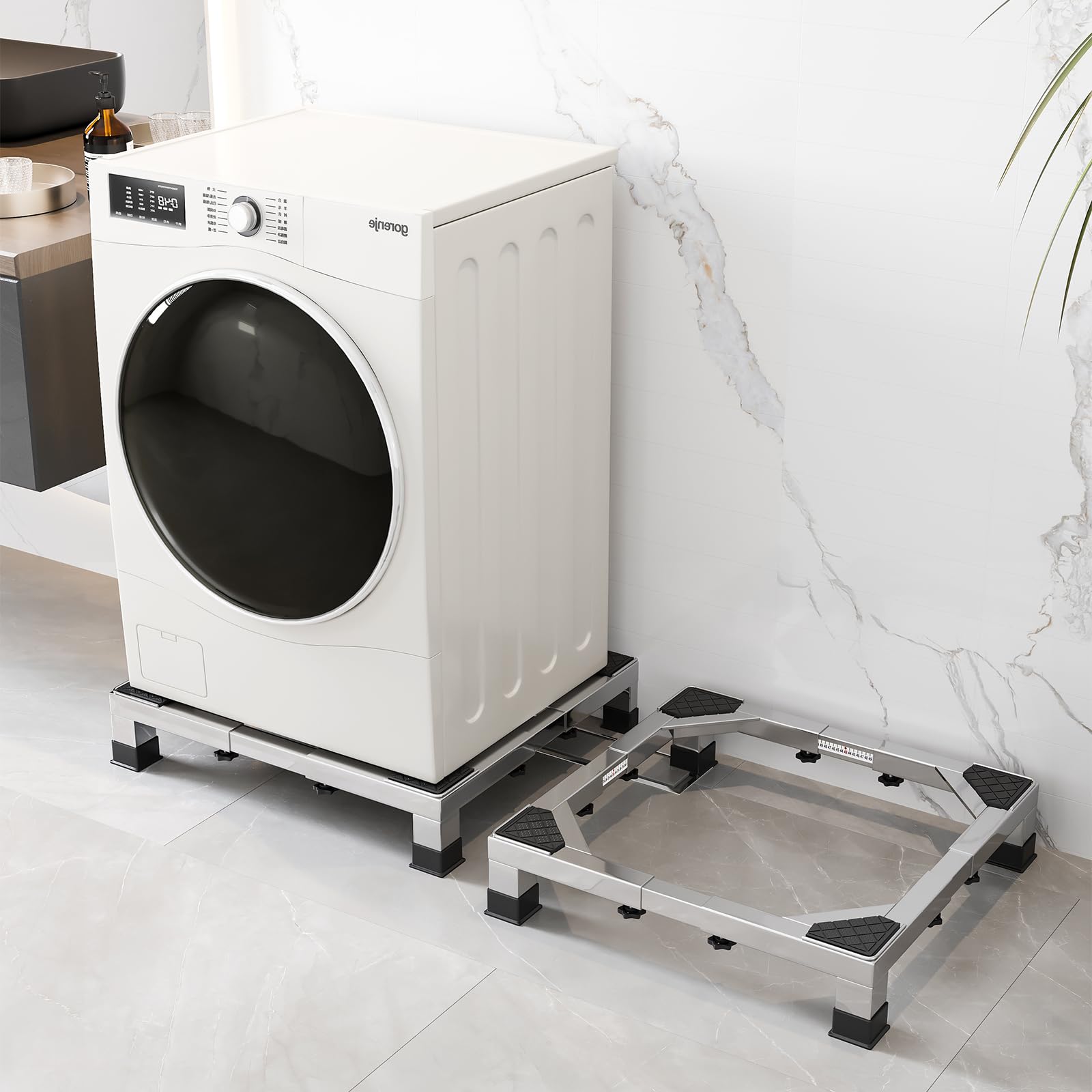 Zsytbyyds Heavy duty All Stainless Steel Mini Fridge Stand Washer and Dryer Stand with 4 Strong Feet Heavy Duty Washing Machine Stand Base&Appliance Universal Base(Large Stand)