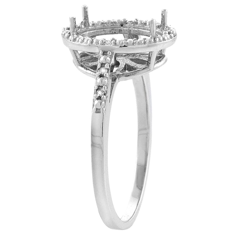 Sterling Silver Diamond Natural Pink Topaz Ring Oval 10x8mm, 1/2 inch wide, size 5