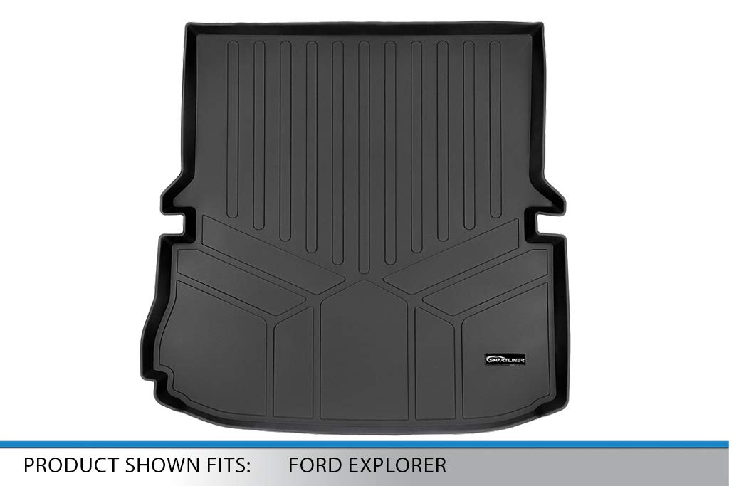 SMARTLINER All Weather Custom Fit Cargo Trunk Liner Floor Mat Behind 2nd Row Black Compatible with 2011-2019 Compatible with Ford Explorer