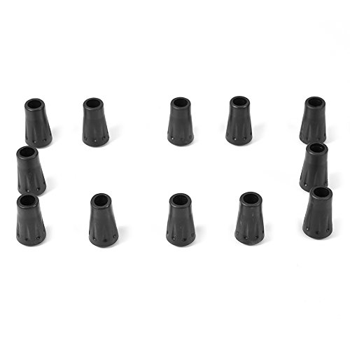 Zerone Trekking Poles Tips, 12X Replacement Trek Pole Tip Protectors, for Hiking Walking Trekking Poles Leg Tip Shock Absorbing Adds Grip Traction (Inner Dia 12Mm/0.47")