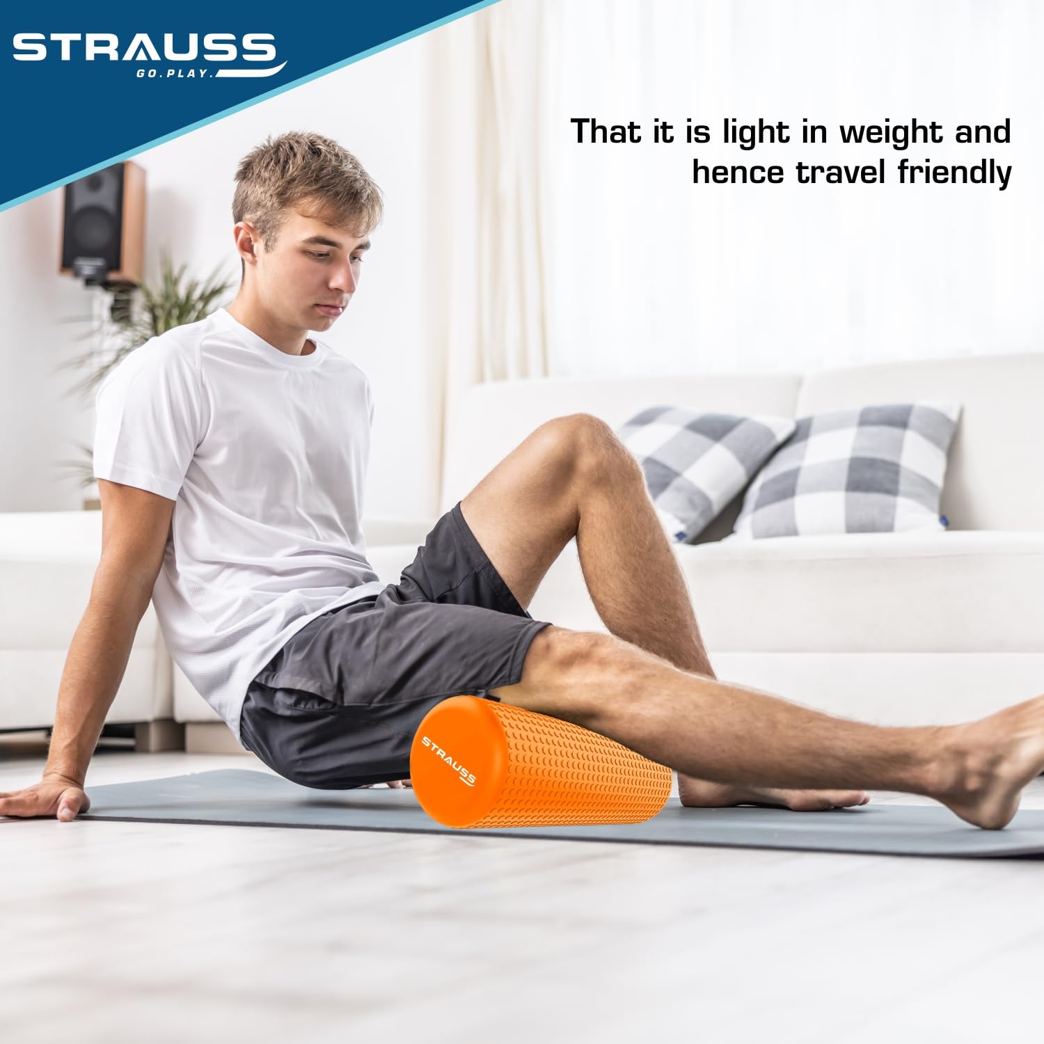 STRAUSS Yoga Foam Roller, 45 cm, (Orange)