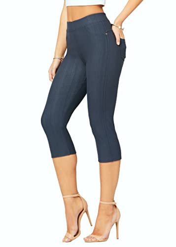 Premium Stretch Soft High Waisted Jeggings for Women - Denim Leggings - Cotton Stretch Blend - Charcoal Grey - 12-18