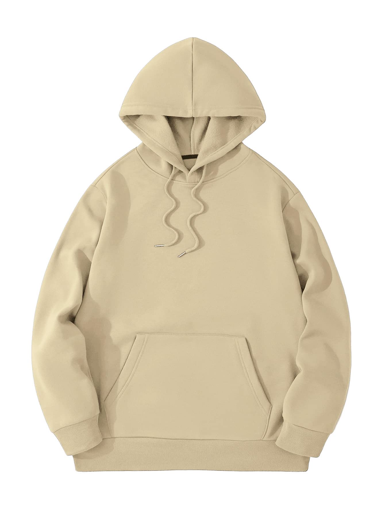 SOLY HUX Letter Hoodies for Men Casual Slogan Graphic Long Sleeve Streetwear Pullover Sweatshirt with Pocket Khaki Letter S