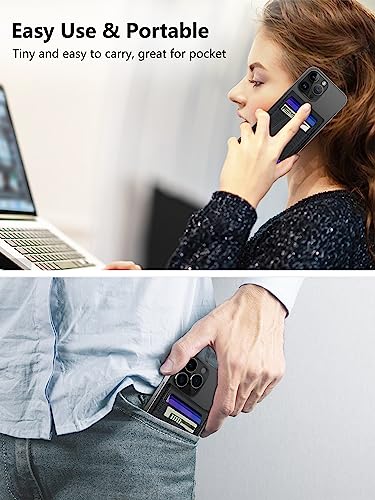 TopMade 2-in-1 MagSafe Wallet Stand, for iPhone Wallet with ID Window, Strongest Magnetic Wallet for iPhone 15/14/13/12 Series, Not for 13/12 Mini, 10 Card Holder, RFID Blocking, Vegan Leather, Black
