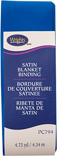 WRIGHTS 117794672 Single Fold Satin Blanket Binding, 2" X4-3/4 yd, Snorkel Blue